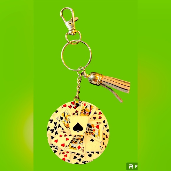 Hand Crafted | Accessories | Playing Cards Round Keychain With Tassel ...